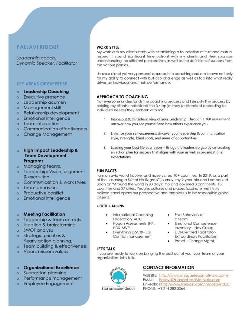 Executive Coaching Bio | ELM Advisory Group